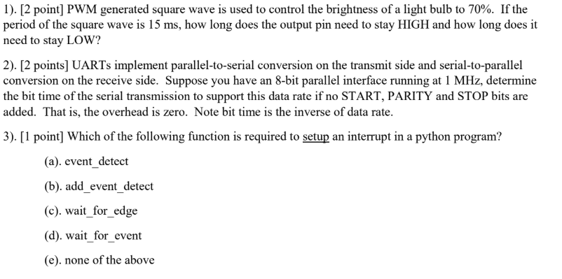 Solved 1). [2 point] PWM generated square wave is used to | Chegg.com