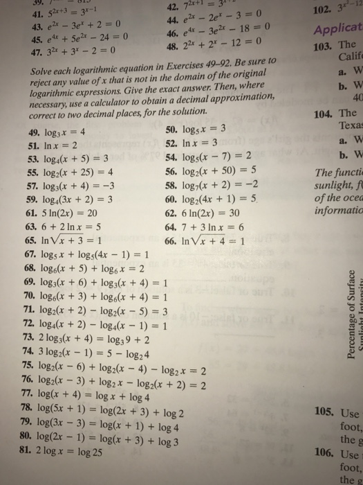 Solved Solve each logarithmic equation in Exercises 49-92. | Chegg.com