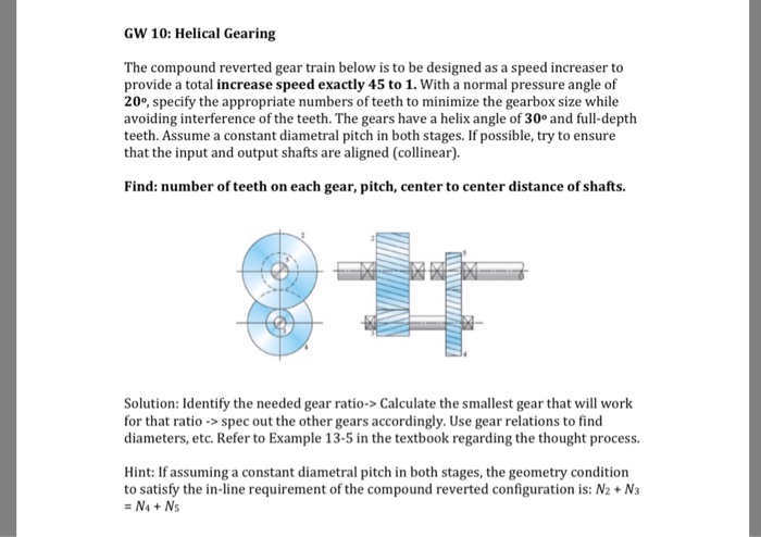 Solved GW 10: Helical Gearing The compound reverted gear | Chegg.com