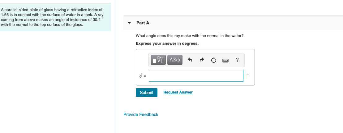 Solved A parallel-sided plate of glass having a refractive | Chegg.com