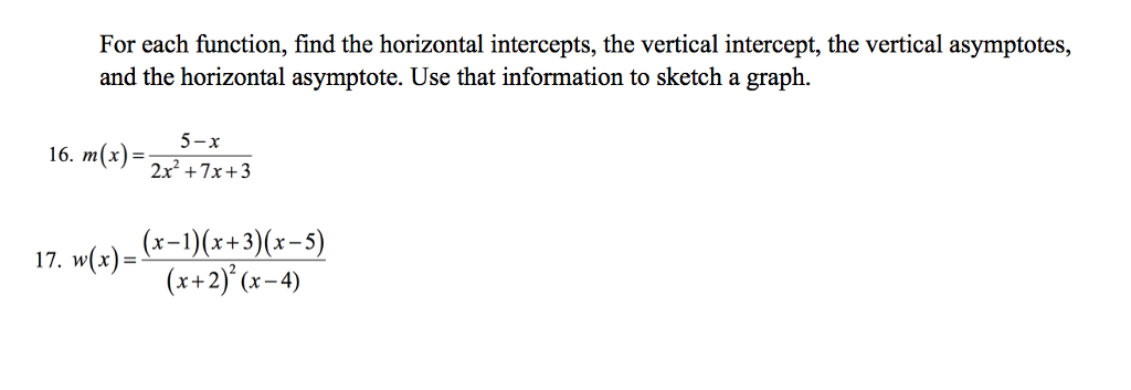 Solved For each function, find the horizontal intercepts, | Chegg.com