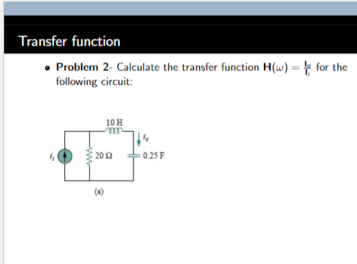 Solved Problem 2- ﻿Calculate the transfer function H(ω)=IoIi | Chegg.com