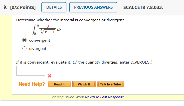 Solved 9. [0/2 Points] DETAILS PREVIOUS ANSWERS SCALCET8 | Chegg.com