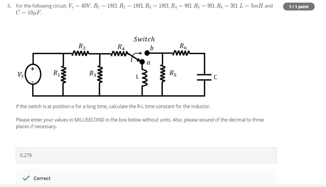 Solved 5. For the following circuit. V. = 40V, R1 = 182, R2 | Chegg.com