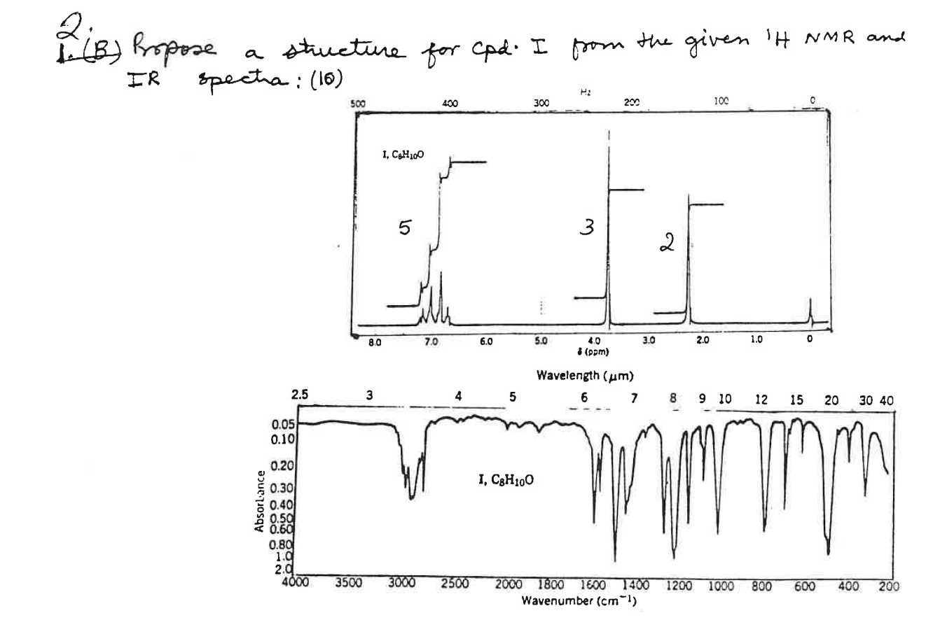 Solved 2; 1. (B) propose structure IR spectra: (16) for Cad. | Chegg.com