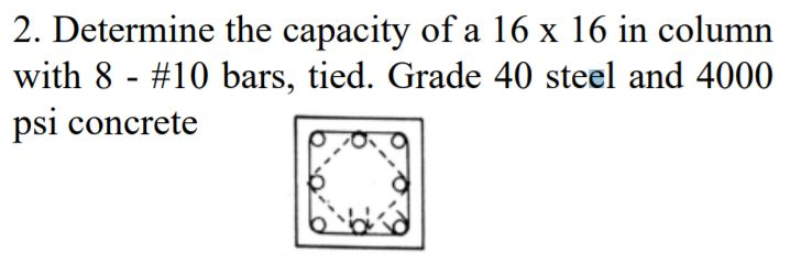 Solved 2. Determine the capacity of a 16 x 16 in column with | Chegg.com