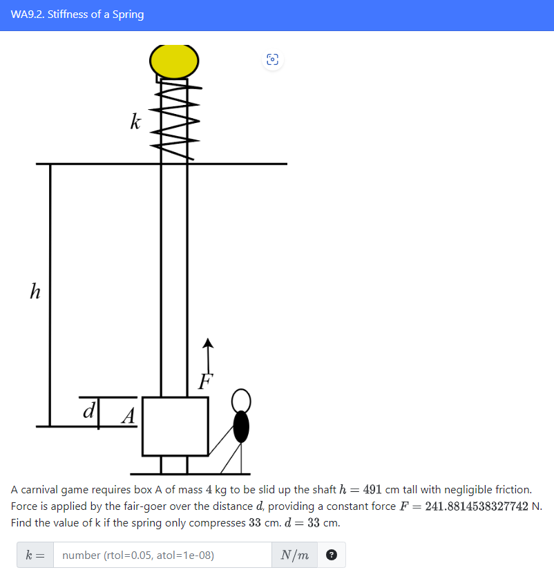 Solved WA9.2. Stiffness of a Spring shaft h=491 cm tall with | Chegg.com