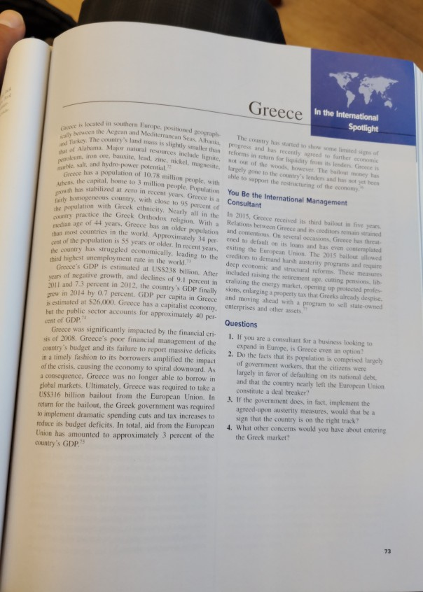 Solved Greece in the International Spotlight care is located | Chegg.com