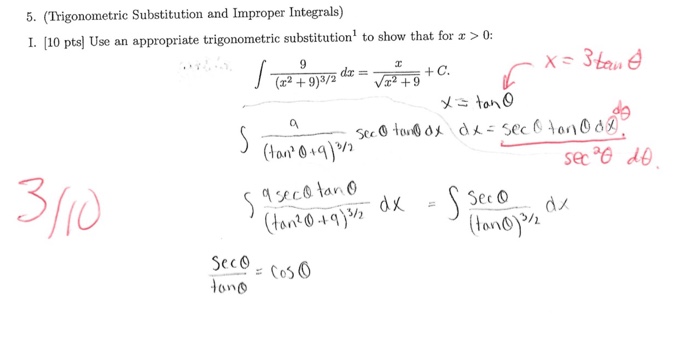Solved 5. (Trigonometric Substitution and Improper | Chegg.com