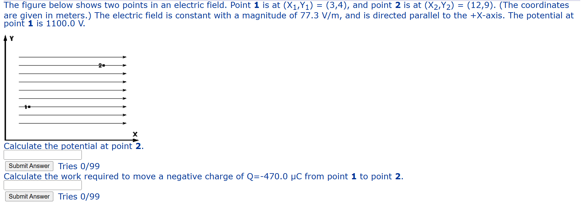 Solved The figure below shows two points in an ﻿electric | Chegg.com