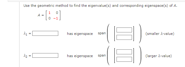 Use the geometric method to find the eigenvalue(s) | Chegg.com