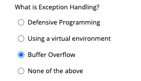 Solved What is Exception Handling? Defensive Programming | Chegg.com