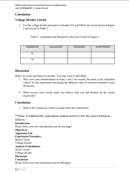 Solved Lab report - Experiment 1- Series and Volatge | Chegg.com