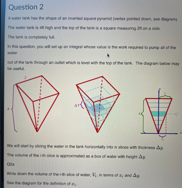 Solved Question 2 A water tank has the shape of an inverted | Chegg.com