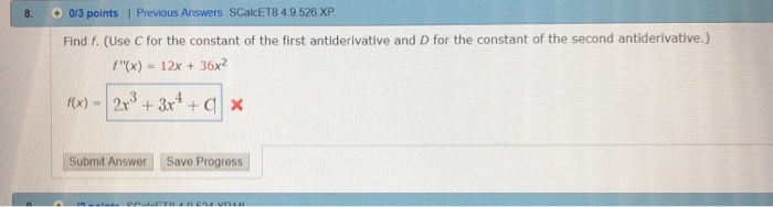 Solved 8. 0/3 points | Previous Answers SCalcET8 4.9 526 XP | Chegg.com