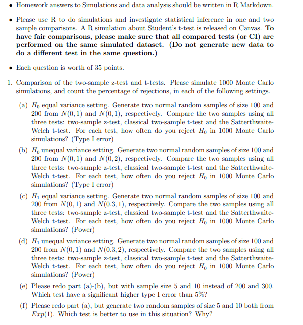 Solved - Homework answers to Simulations and data analysis | Chegg.com
