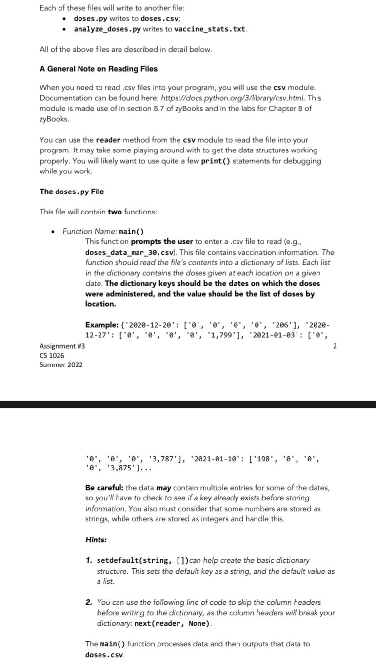 Hi, this assignment needs to be done in Python. I | Chegg.com