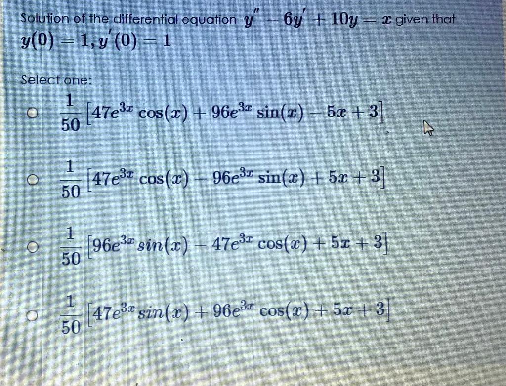 Solved 11 radi Solution of the differential equation y y(0) | Chegg.com