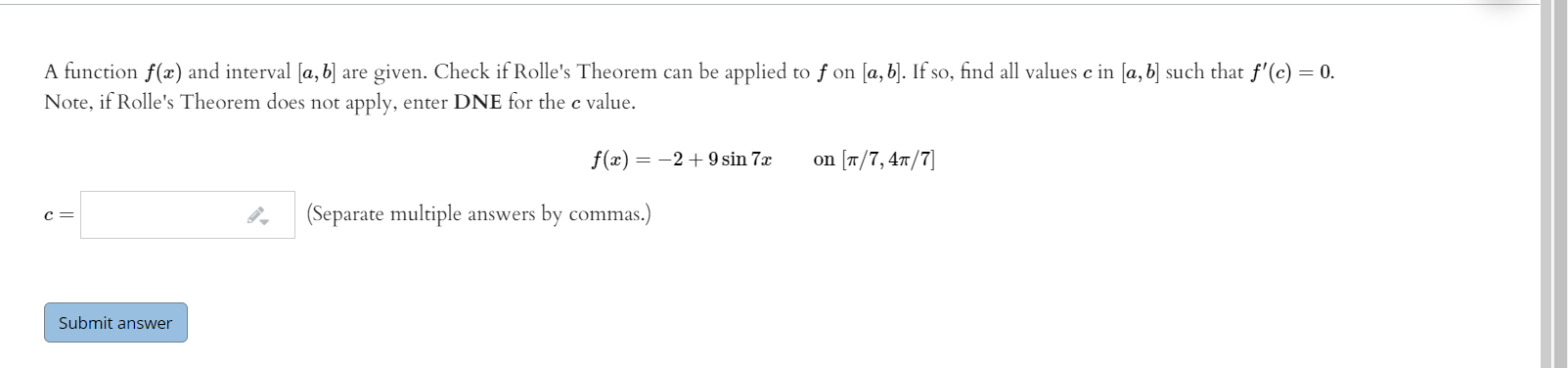 Solved A function f(x) and interval [a,b] are given. Check | Chegg.com