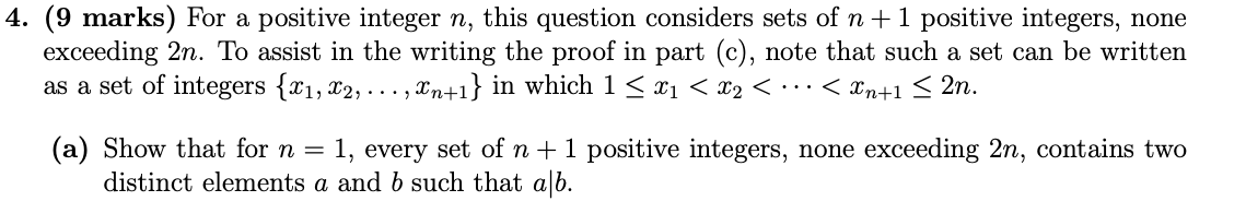 Solved (9 marks) For a positive integer n, this question | Chegg.com