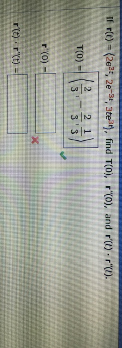 Solved If r(t) = , find T(0), r"(0), | Chegg.com