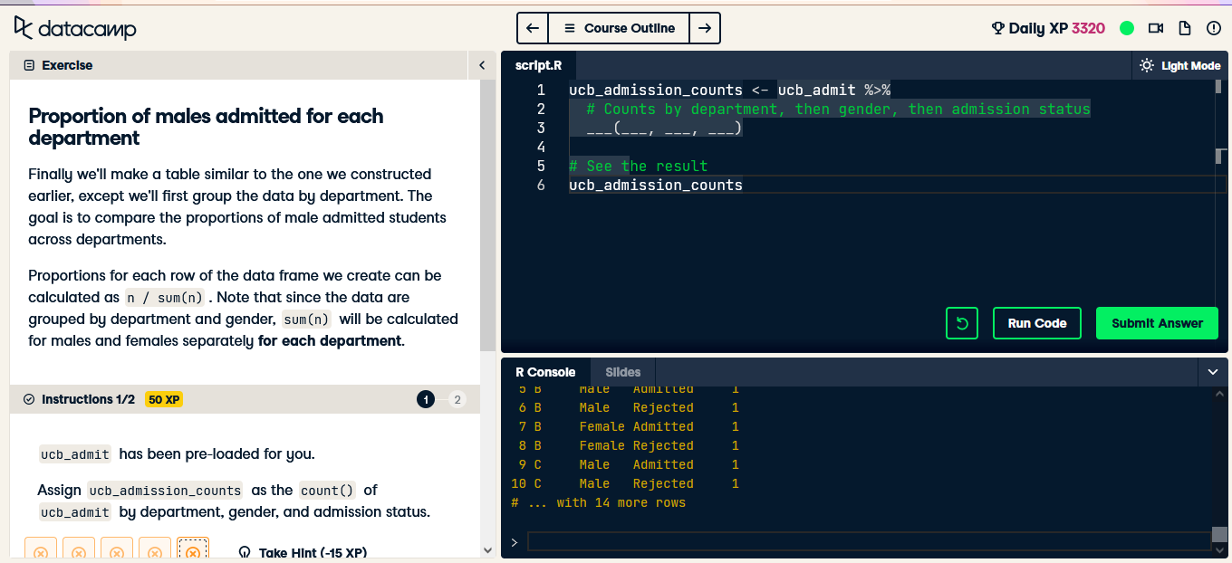 Solved datacamp = Course Outline Y Daily XP 3320 Exercise | Chegg.com