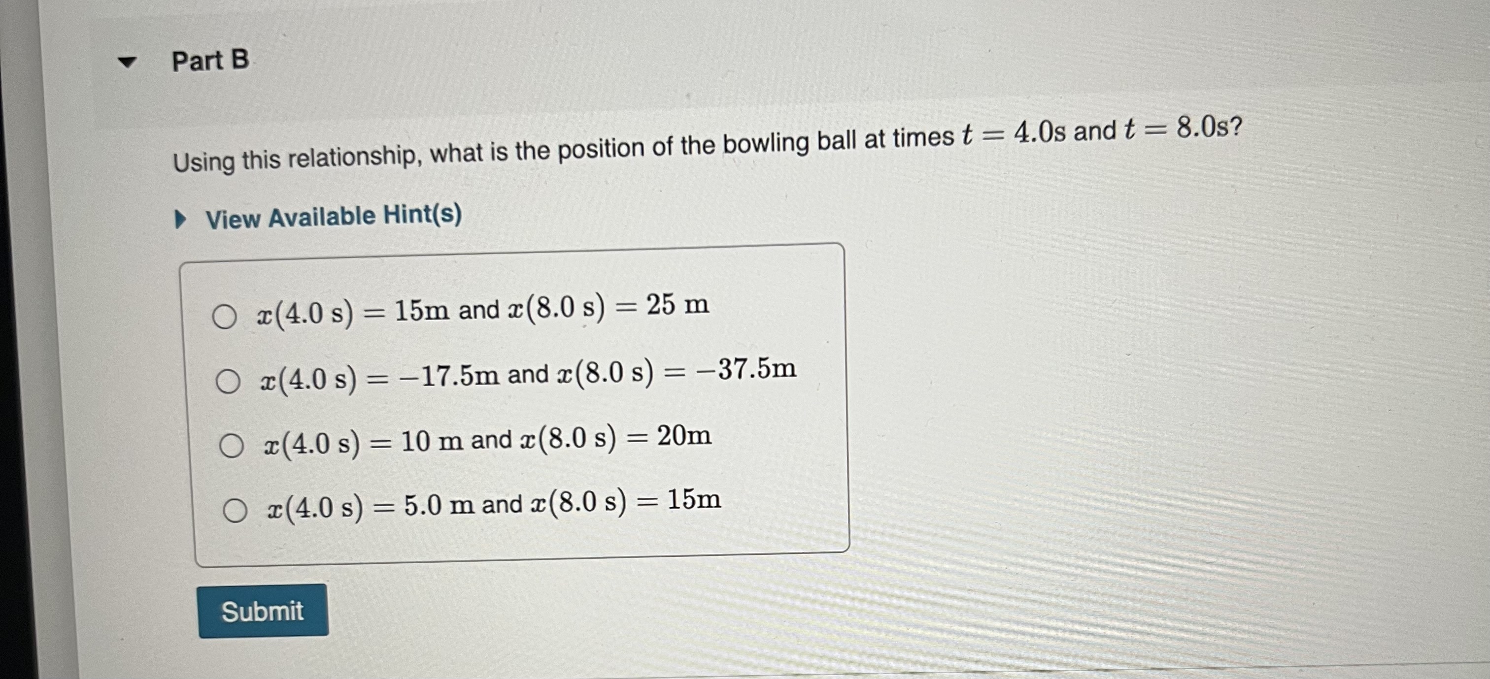 Solved Part BUsing this relationship, what is ﻿the position | Chegg.com