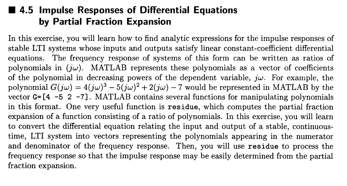 4.5 Impulse Responses of Differential Equations by | Chegg.com