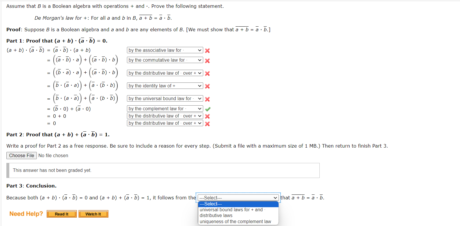 Solved Assume that B is a Boolean algebra with operations + | Chegg.com