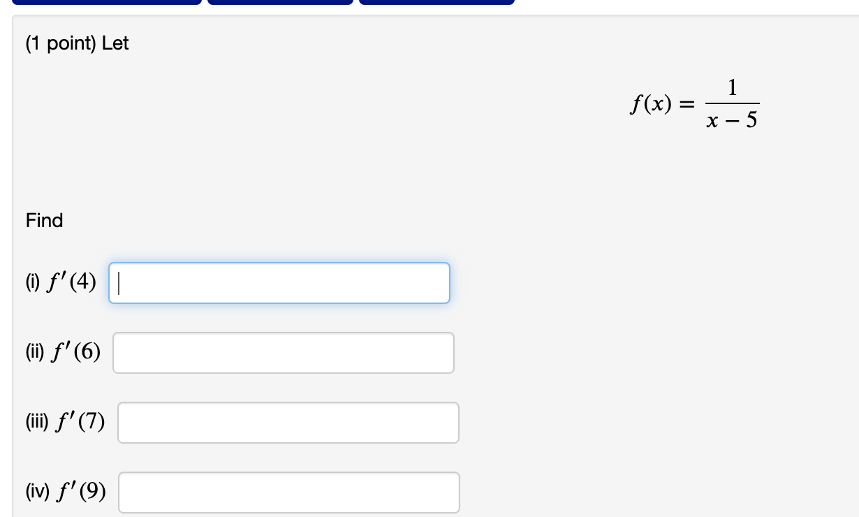 Solved (1 point) Let f(x)=x−51 | Chegg.com
