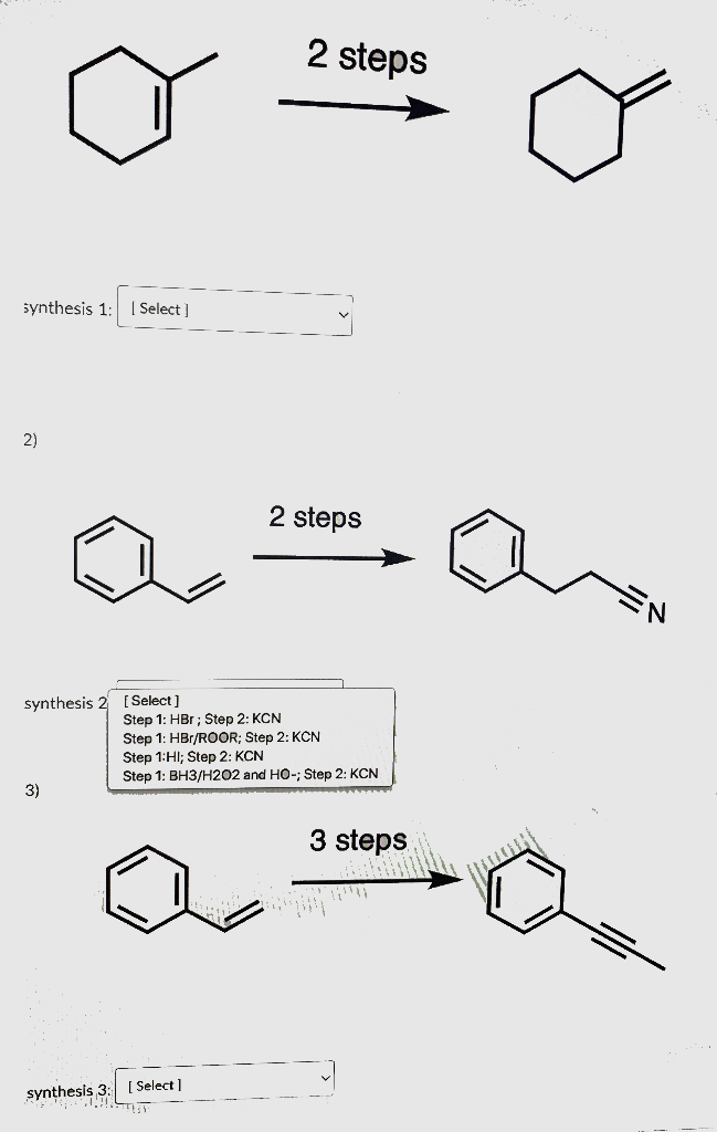 Solved please choose the correct synthetic sequence for each | Chegg.com