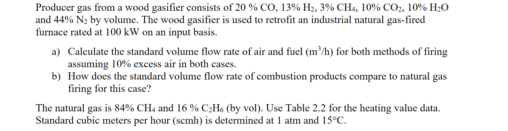 Solved TABLE 2.2 Typical Heating Value of Some Gaseous Fuels | Chegg.com