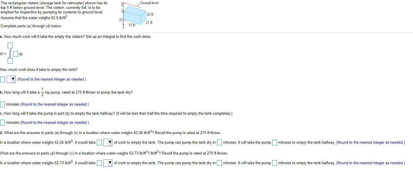 Ground level The rectangular cistern (storage tank | Chegg.com