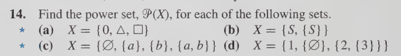 Solved 14. Find the power set, P(X), for each of the | Chegg.com