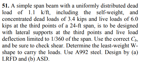 51. A simple span beam with a uniformly distributed | Chegg.com