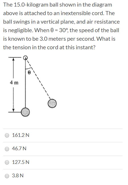 Solved The 15.0-kilogram ball shown in the diagram above is | Chegg.com