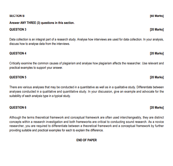 Solved SECTION B Answer ANY THREE (3) questions in this | Chegg.com