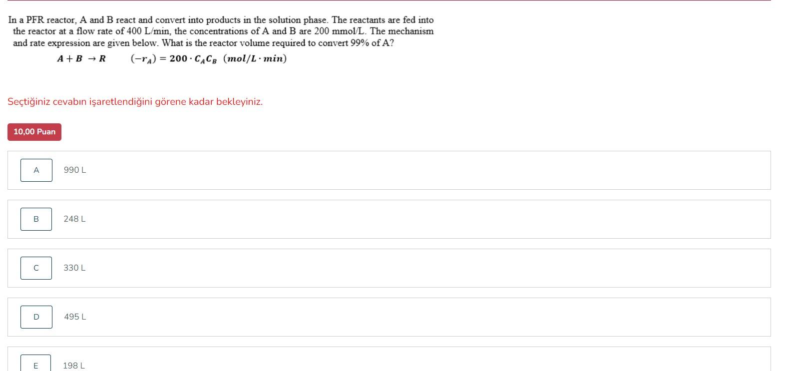 Solved In a PFR reactor, A and B react and convert into | Chegg.com