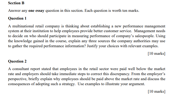 Solved Section B Answer Any One Essay Question In This