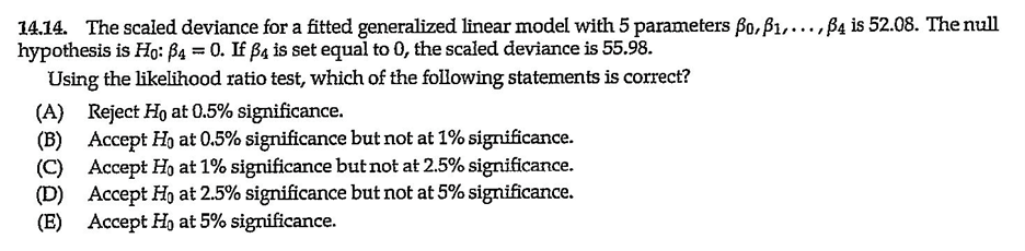 Solved 14.14. The scaled deviance for a fitted generalized | Chegg.com