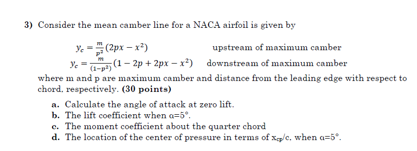 3) Consider the mean camber line for a NACA airfoil | Chegg.com