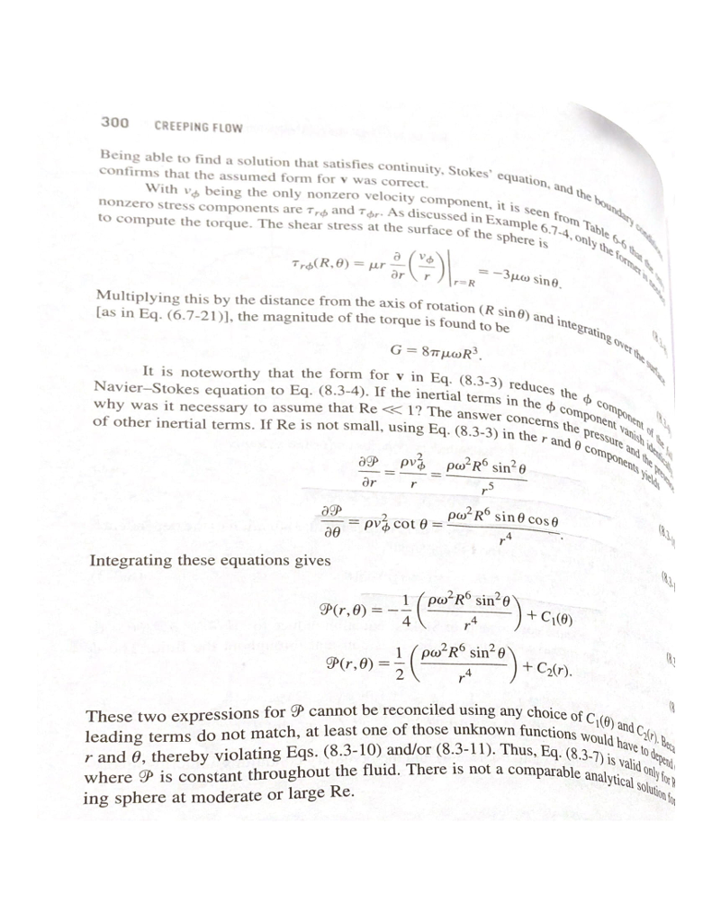 1. CORRECTIONS TO THE CREEPING FLOW AROUND A ROTATING | Chegg.com