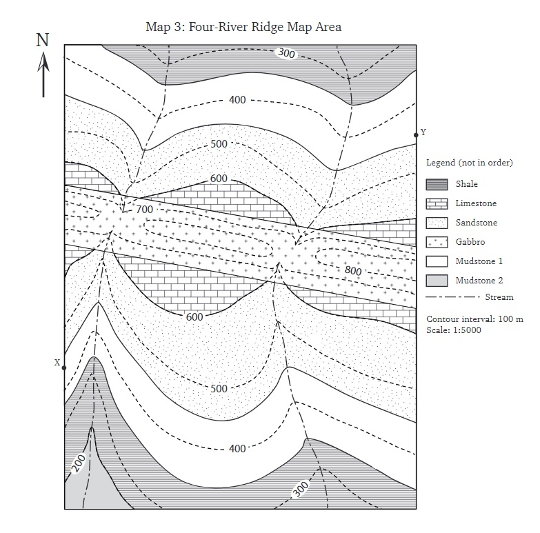Solved Map 3: Four-River Ridge Map Area ence-300 --- 400 - - | Chegg.com