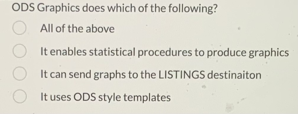 Solved ODS Graphics does which of the following?All of the | Chegg.com