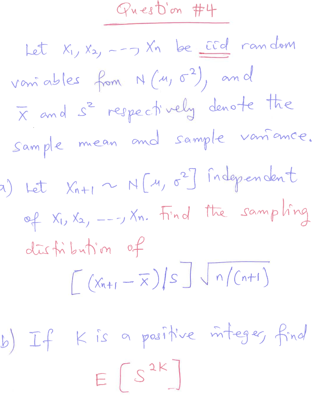 Solved Question #4Let x1,x2,dots,xn ﻿be idd randomvariables | Chegg.com