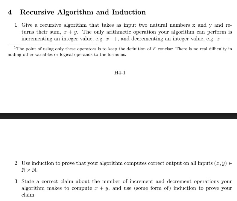 Solved 4 Recursive Algorithm And Induction 1 Give A