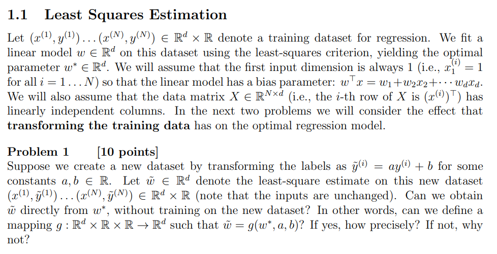 Solved 1.1 Least Squares Estimation Let | Chegg.com