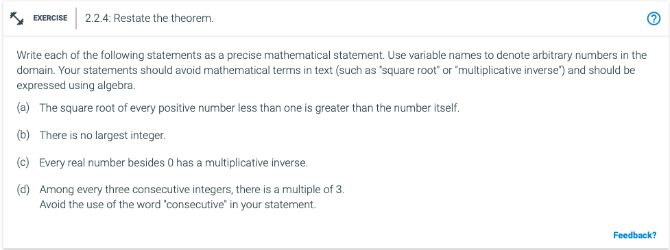 Write each of the following statements as a precise | Chegg.com