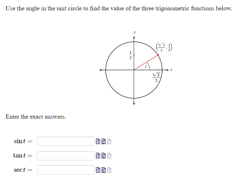 Solved Use the angle in the unit circle to find the value of | Chegg.com