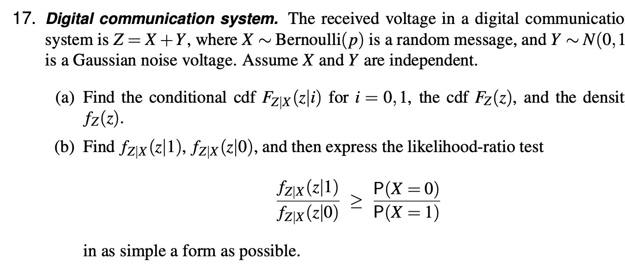 Solved 7. Digital communication system. The received voltage | Chegg.com